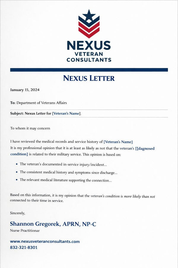 Nexus Letter, Single Diagnosis - Nexus Veteran Consultants